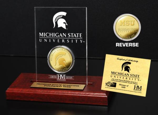 The Highland Mint Michigan State Spartans Gold Coin Etched Acrylic ...