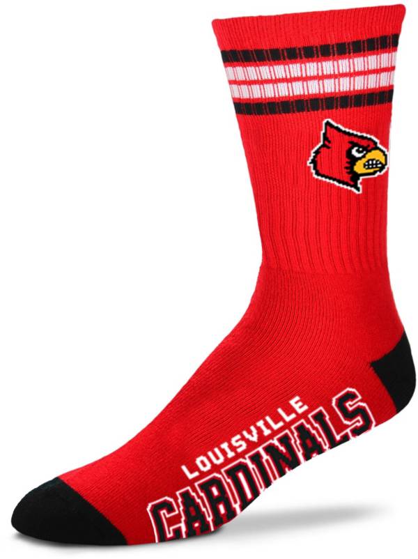 For Bare Feet Louisville Cardinals 4-Stripe Deuce Crew Socks | Dick's ...