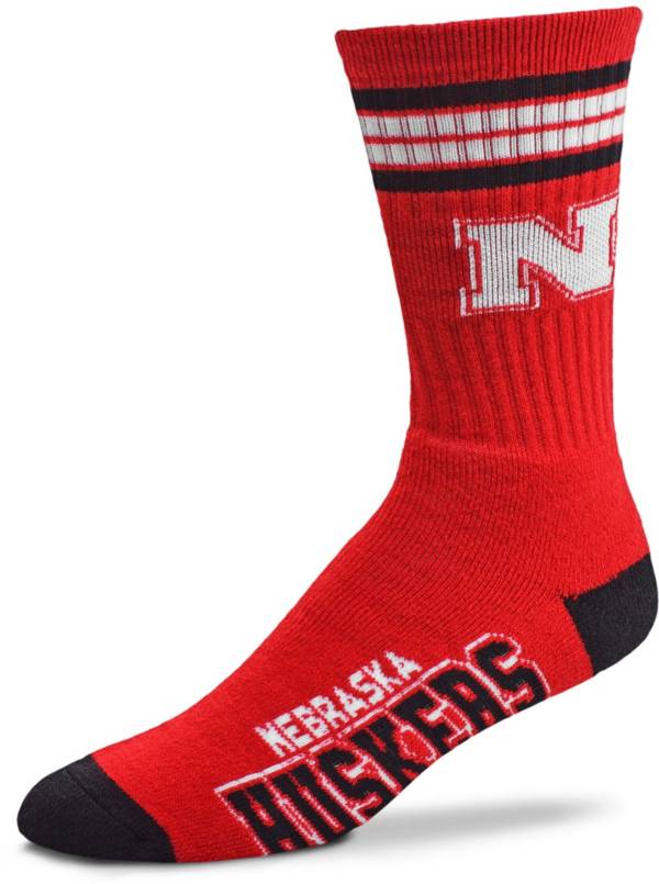 For Bare Feet Nebraska Cornhuskers 4-Stripe Deuce Crew Socks | Dick's ...