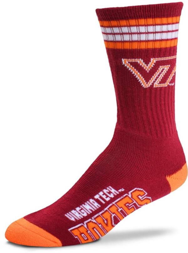 For Bare Feet Virginia Tech Hokies 4-Stripe Deuce Crew Socks | Dick's ...