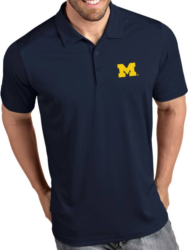 Antigua Men's Michigan Wolverines Blue Tribute Performance Polo | Dick ...