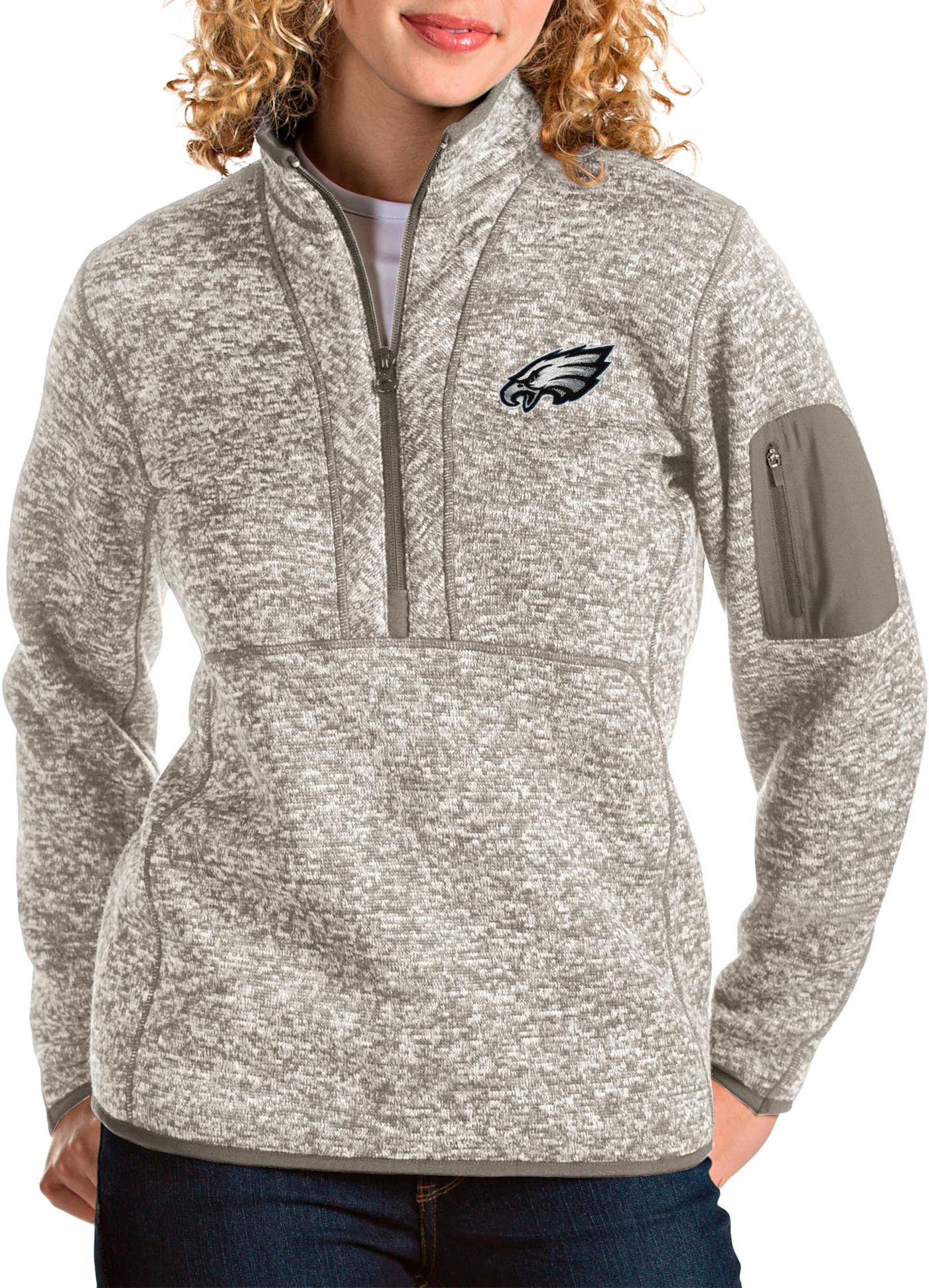 Antigua Women's Philadelphia Eagles Fortune Quarter-Zip Oatmeal ...