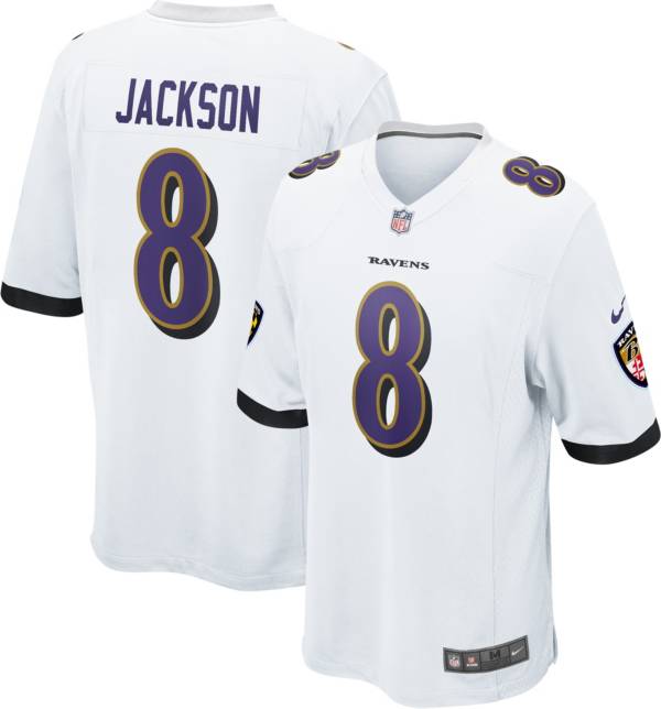 Nike Men's Baltimore Ravens Lamar Jackson #8 White Game Jersey | Dick's ...