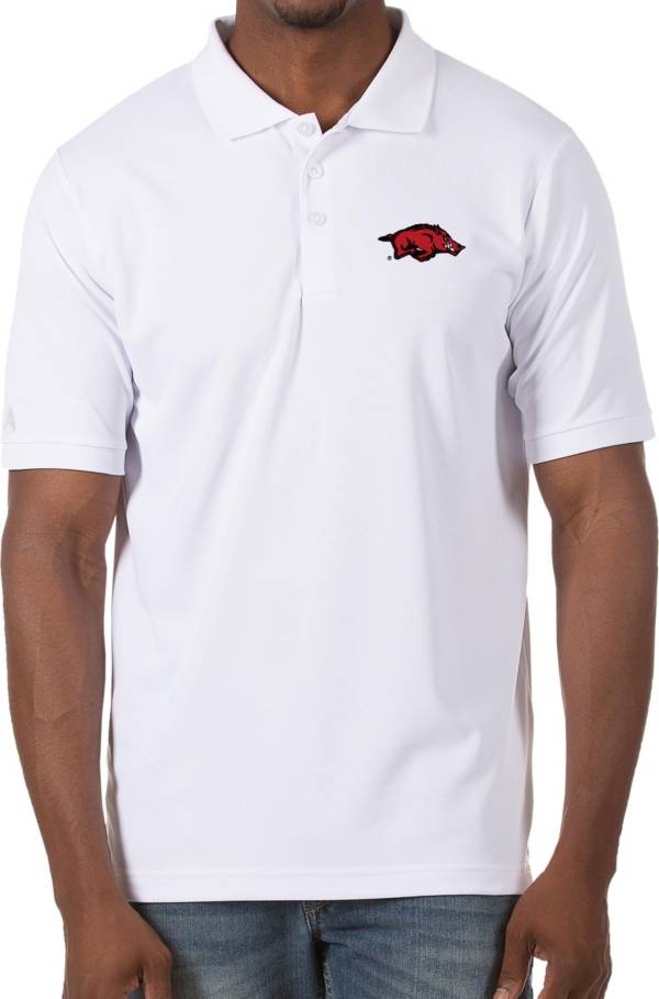 Antigua Men's Arkansas Razorbacks Legacy Pique White Polo | Dick's ...
