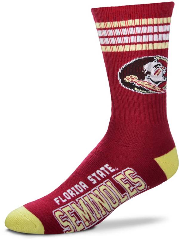 For Bare Feet Florida State Seminoles 4-Stripe Deuce Crew Socks | Dick ...