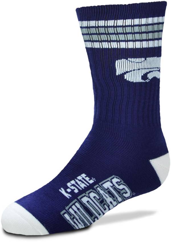 For Bare Feet Youth Kansas State Wildcats 4-Stripe Deuce Crew Socks ...