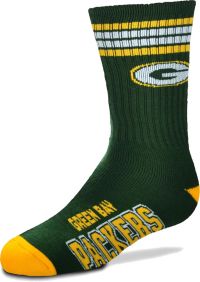 For Bare Feet Youth Green Bay Packers 4-Stripe Deuce Crew Socks | Dick ...