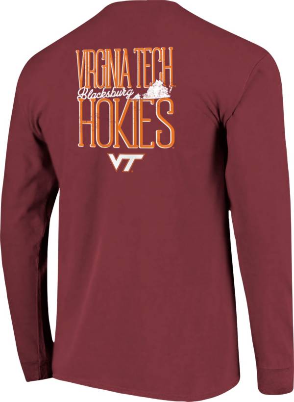 Image One Men's Virginia Tech Hokies Maroon Tall Type State Long Sleeve ...