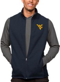 Antigua Men's West Virginia Mountaineers Navy Heather Course Vest ...
