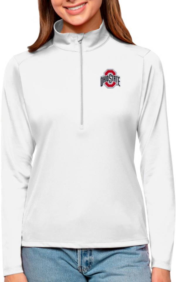 Antigua Women's Ohio State Buckeyes White Tribute Quarter-Zip Shirt ...
