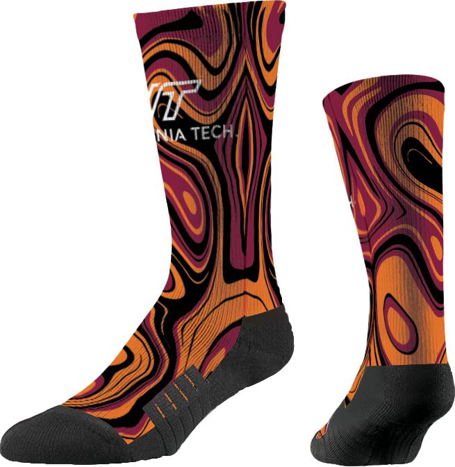 Strideline Virginia Tech Hokies Oil Slick Crew Socks International Shipping