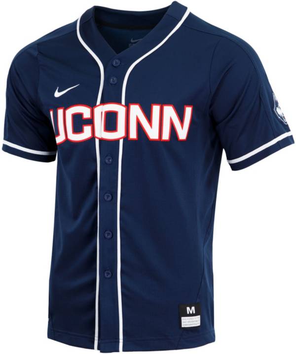 Nike Men's UConn Huskies Blue Full Button Replica Baseball Jersey ...