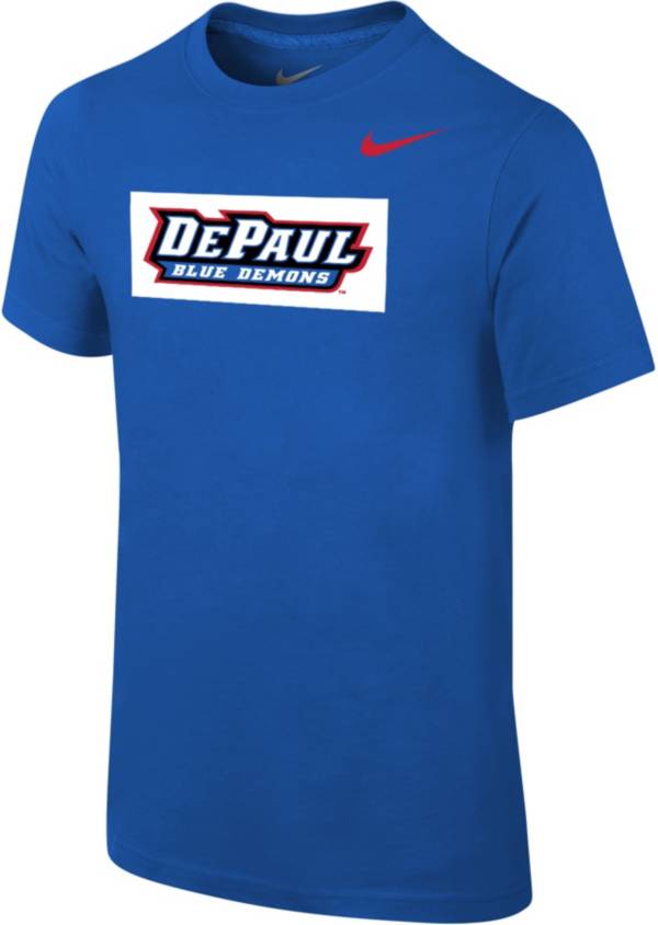 Nike Youth DePaul Blue Demons Royal Blue Core Cotton Wordmark T-Shirt ...