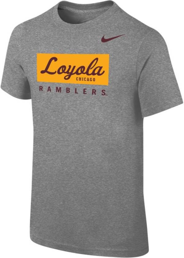 Nike Youth Loyola-Chicago Ramblers Grey Core Cotton Wordmark T-Shirt ...