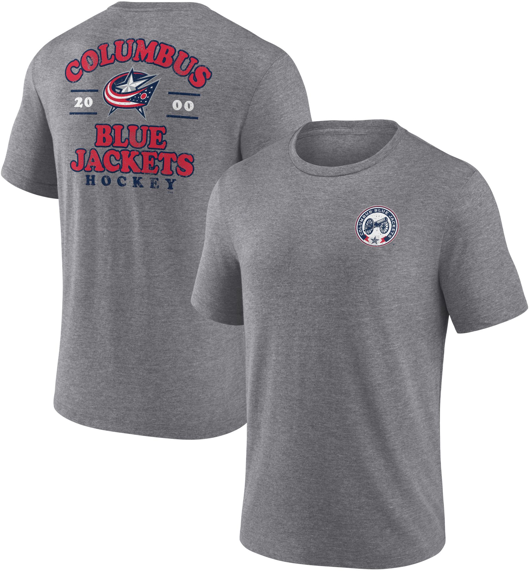 Fanatics Nhl Columbus Blue Jackets 2-Hit Tri-Blend Grey T-Shirt - Big ...