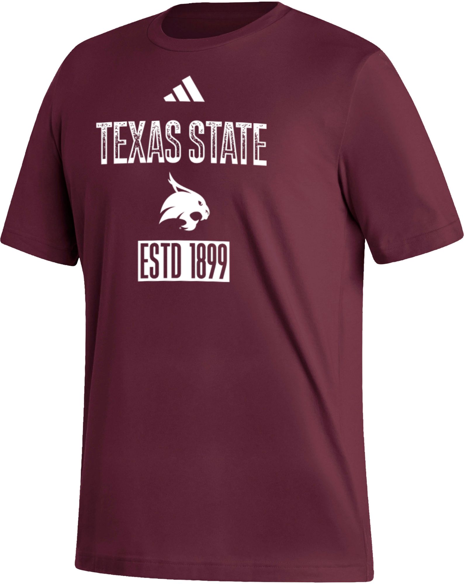 Adidas Men's Texas State Bobcats Maroon Amplifier T-Shirt - Big Apple Buddy