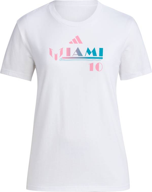 adidas Women's Miami Messi "M"IAMI LM #10 White T-Shirt | Dick's ...