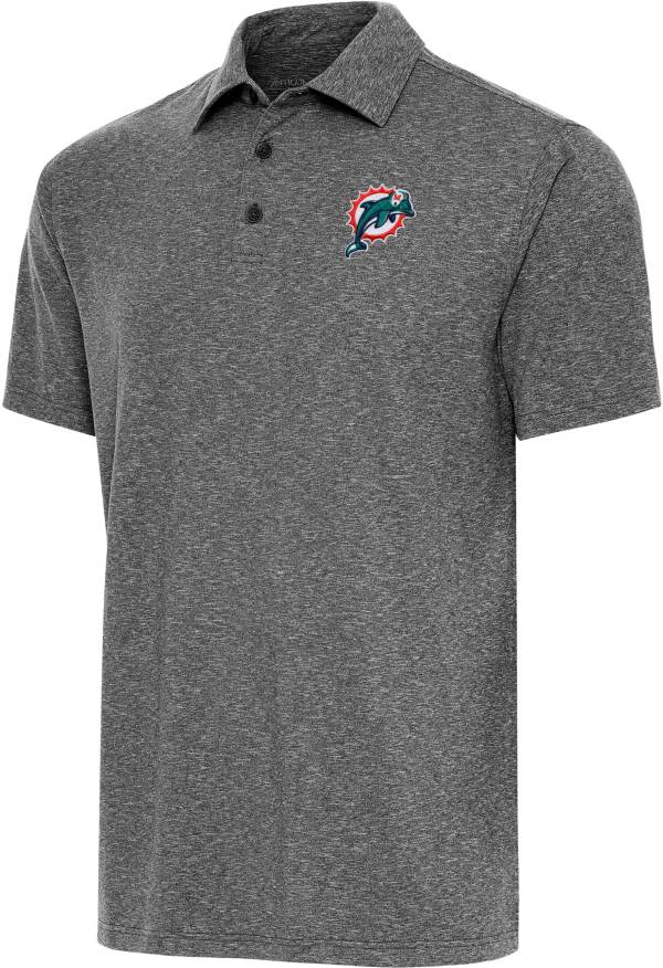 Antigua Men's Miami Dolphins Par 3 Black Heather Throwback Polo | Golf ...