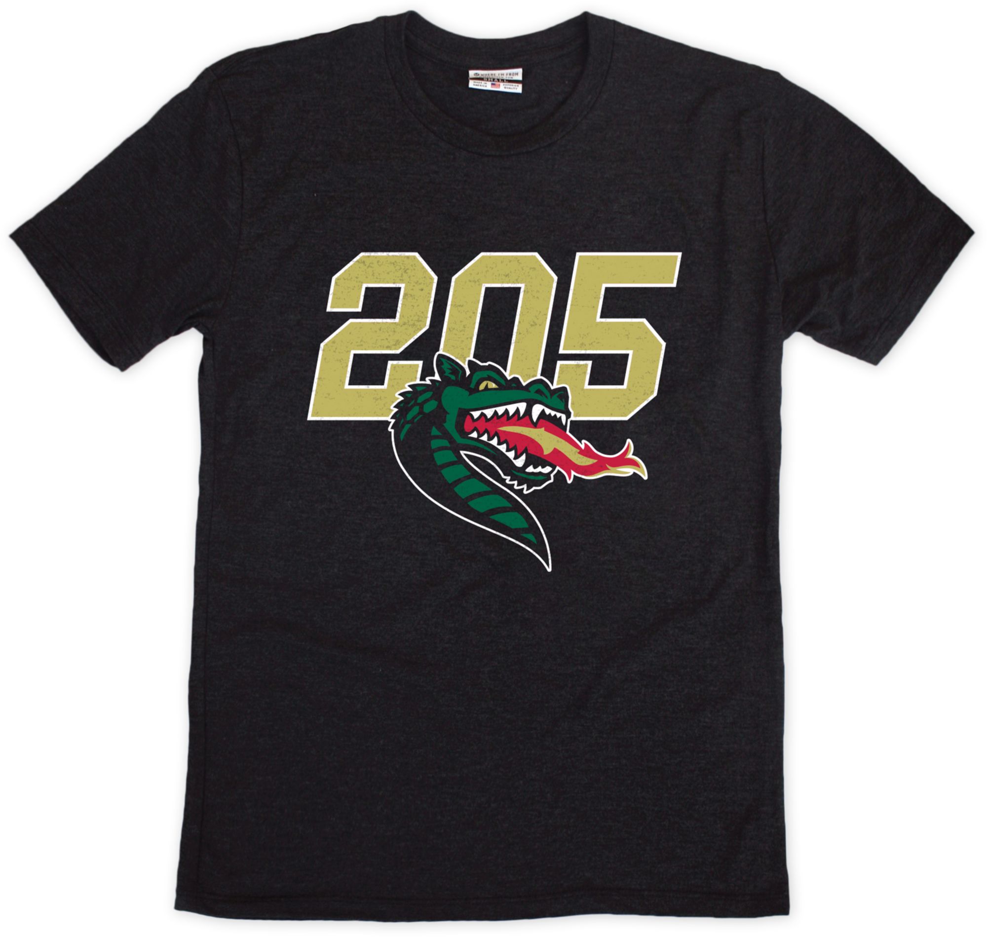 Where I'M From Adult Uab Blazers Black '205' Dragon T-Shirt ...