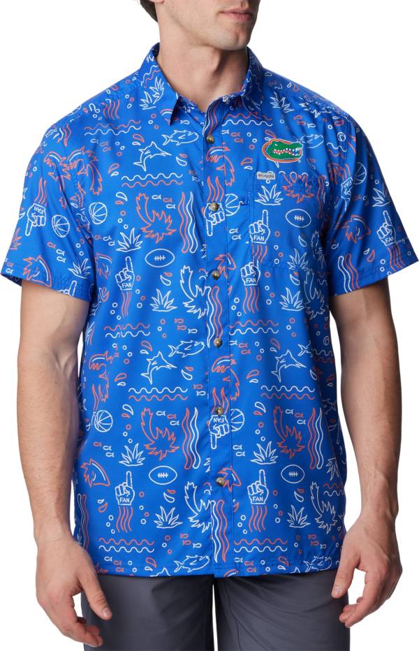 Columbia Men's Florida Gators Blue Super Slack Button Down Shirt | Dick ...