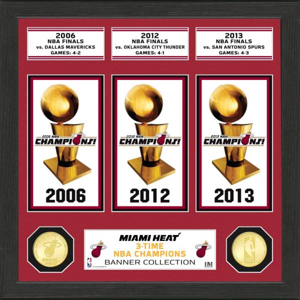 Highland Mint Miami Heat 3x Champions Banner & Gold Coin Collection ...