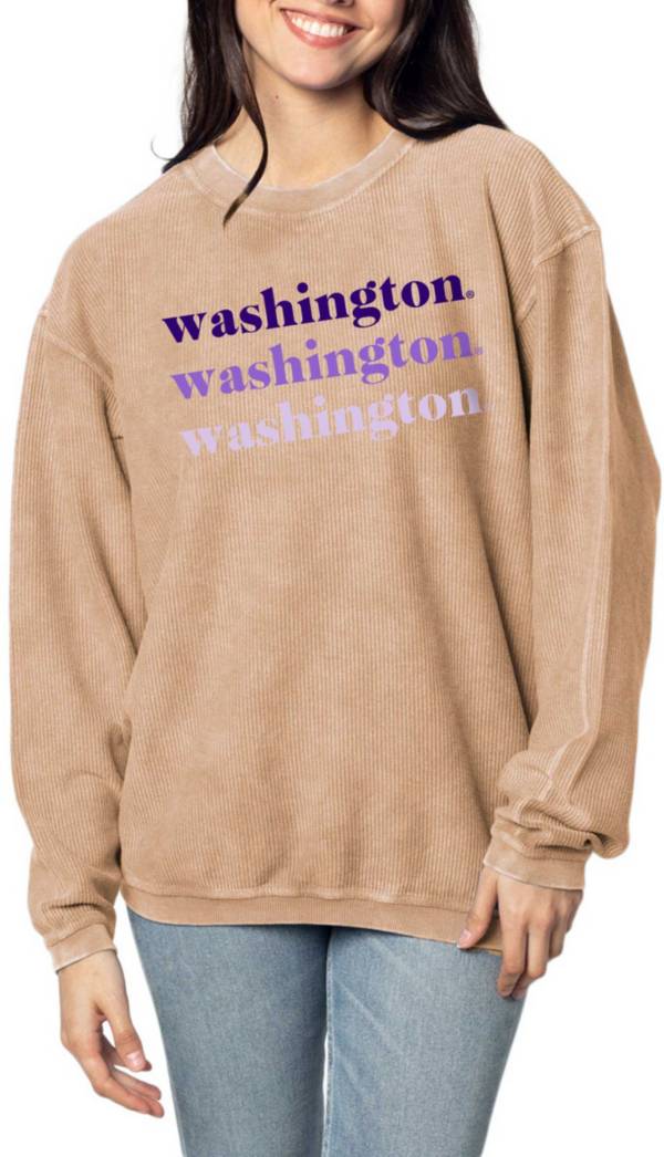 chicka-d Women's Washington Huskies Brown Corded Crewneck Sweatshirt ...
