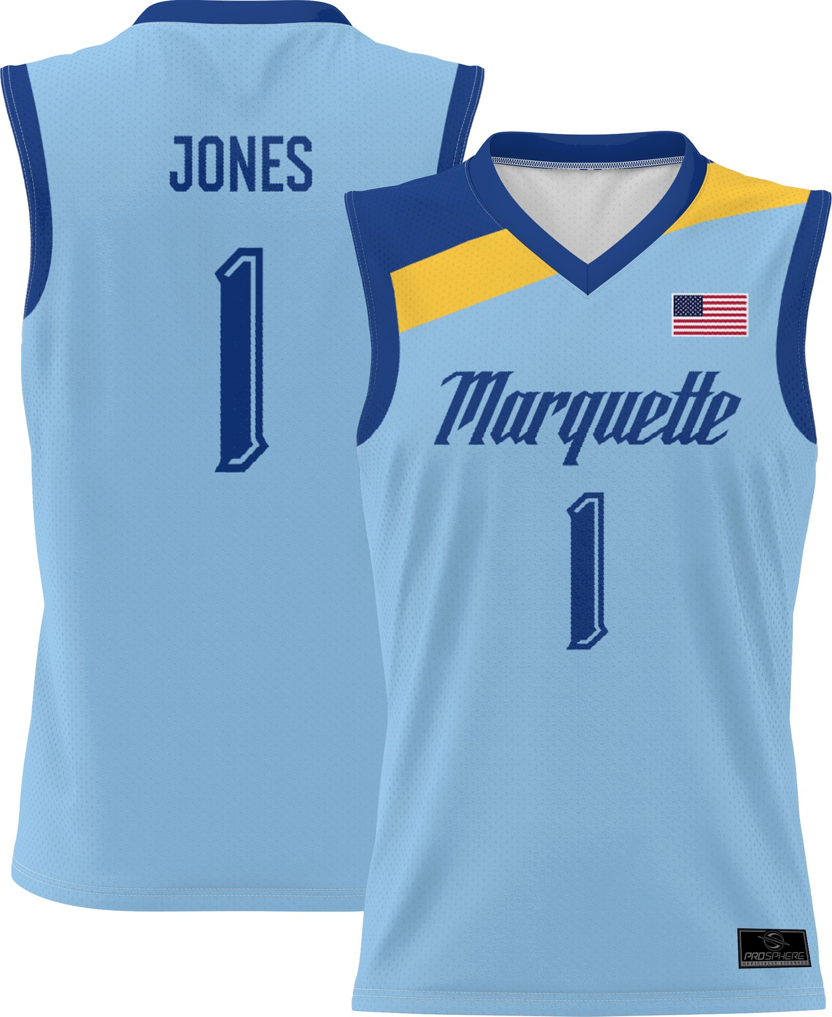 Prosphere Men's Marquette Golden Eagles #1 Blue Kam Jones Alternate ...