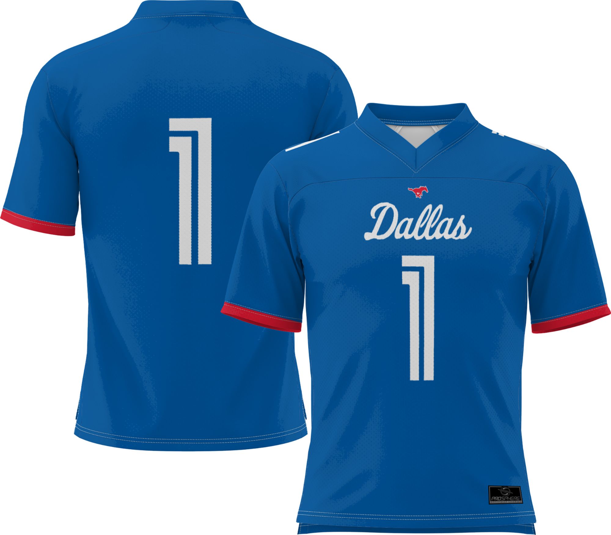 Prosphere Youth Southern Methodist Mustangs #1 Blue Full Sublimated ...