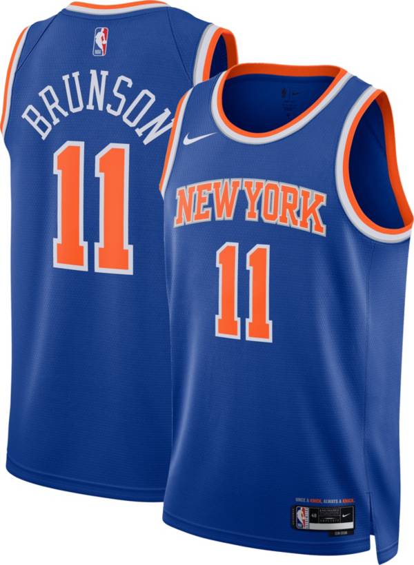 Nike Men's New York Knicks Jalen Brunson #11 Blue Swingman Jersey ...