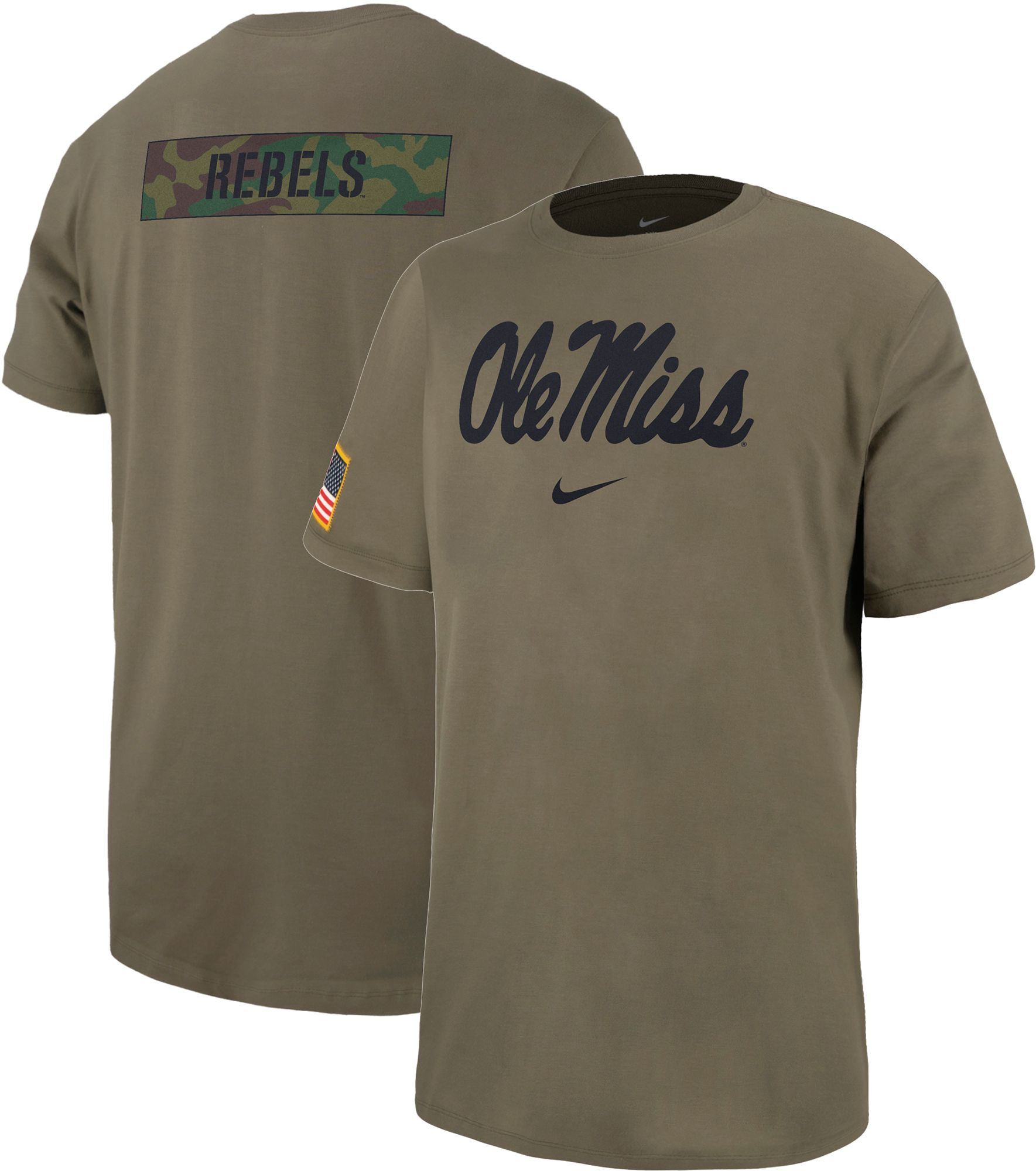 Nike Men's Ole Miss Rebels Olive Military Appreciation T-Shirt - Big ...