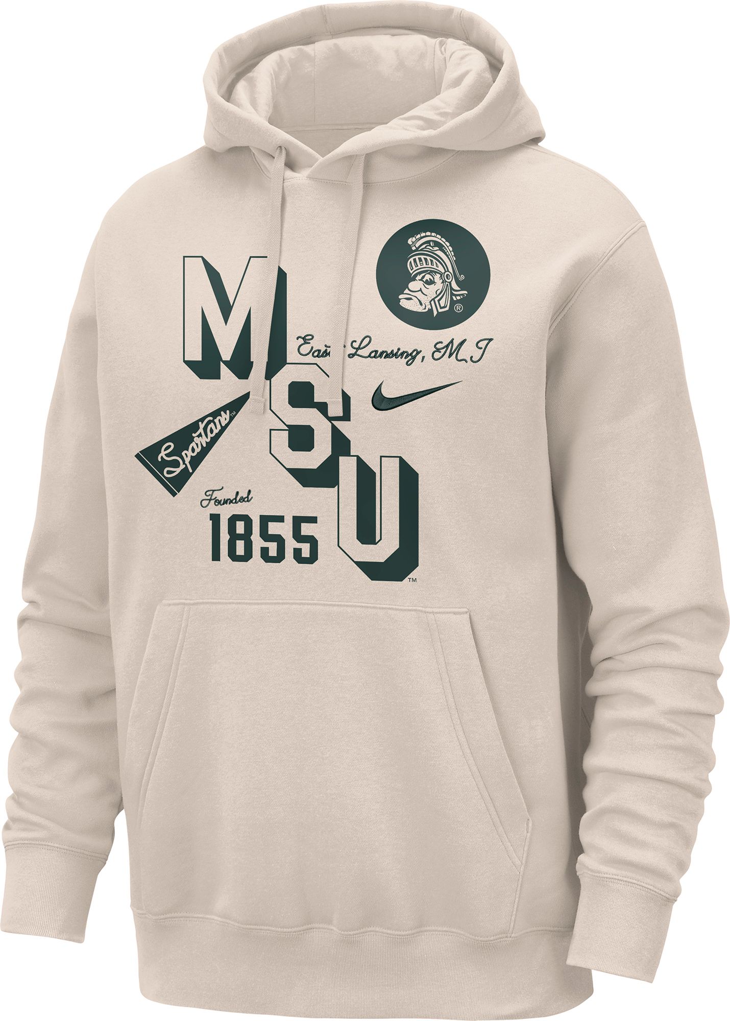 Dick's Sporting Goods Nike Men's Michigan State Spartans Birch Sportswear Club Fleece Pullover ...