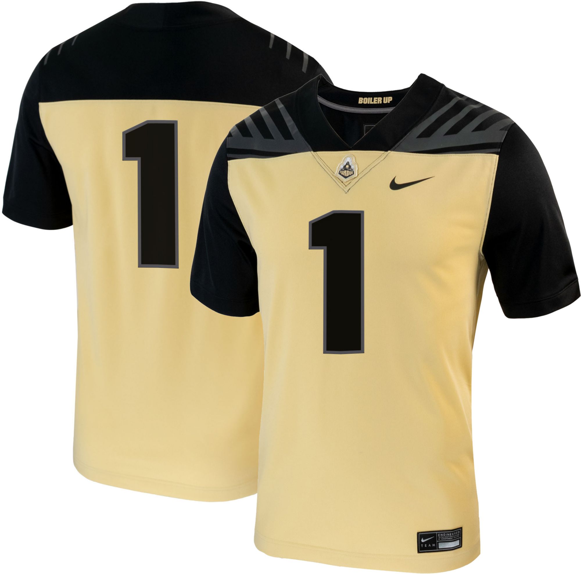 Nike Men's Purdue Boilermakers #1 Old Gold Replica Alternate Football ...