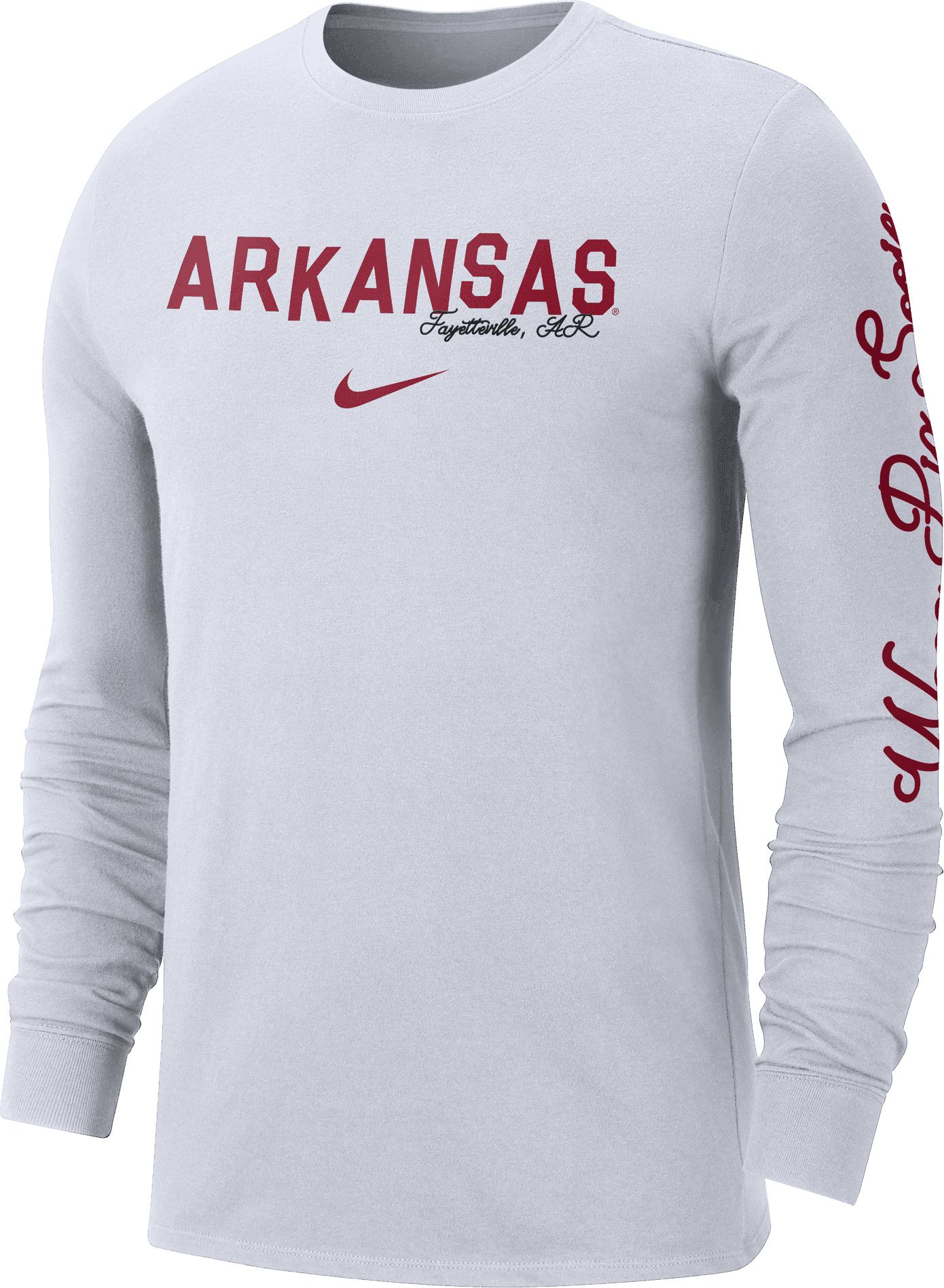 Nike Men's Arkansas Razorbacks White Cotton Varsity Game Long Sleeve T ...
