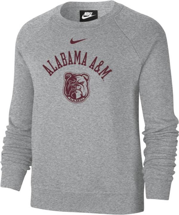 Nike Women's Alabama A&M Bulldogs Grey Varsity Arch Logo Crew Neck ...