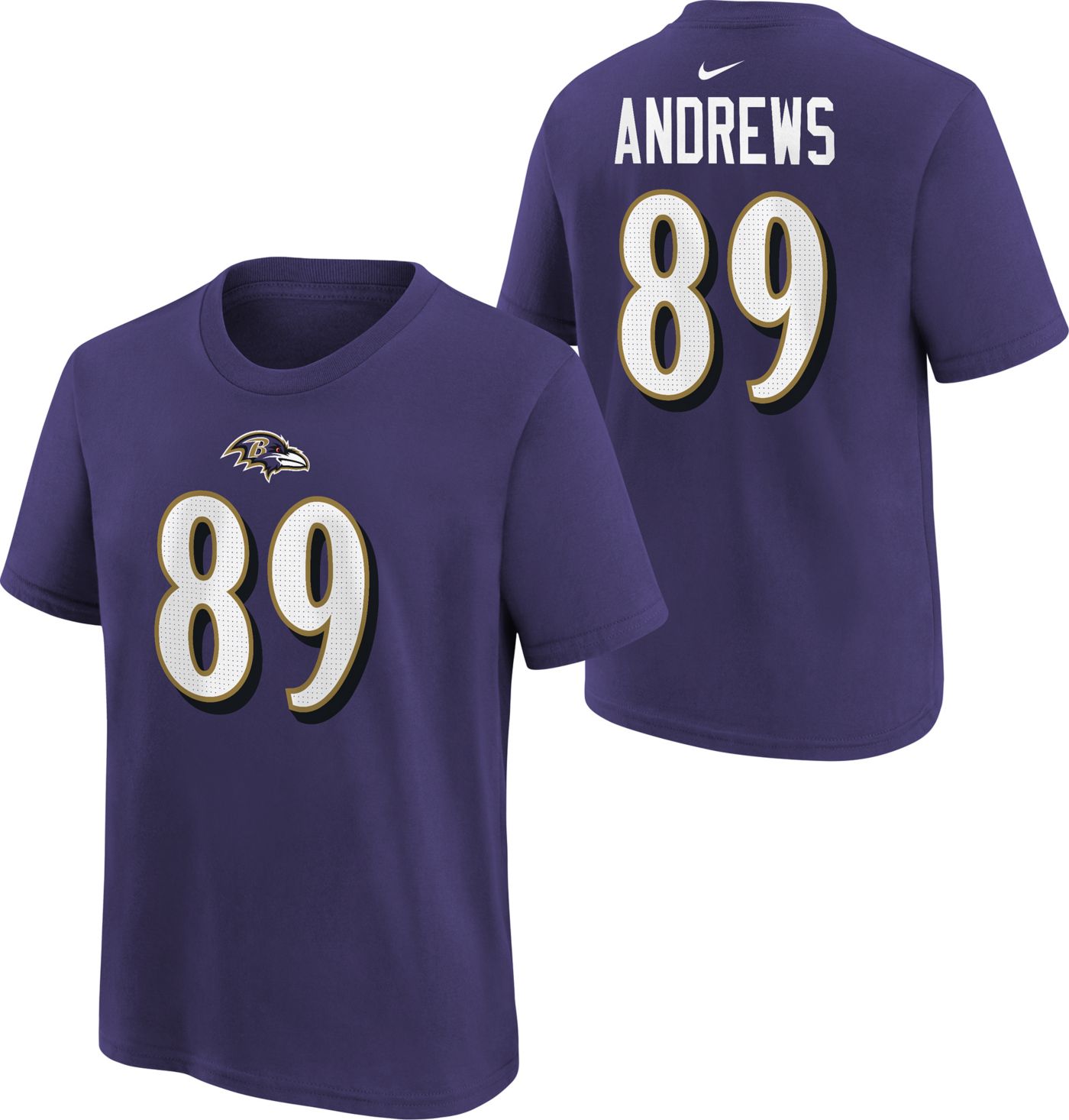 Nike Youth Baltimore Ravens Mark Andrews 89 Purple T Shirt Dick s Sporting Goods