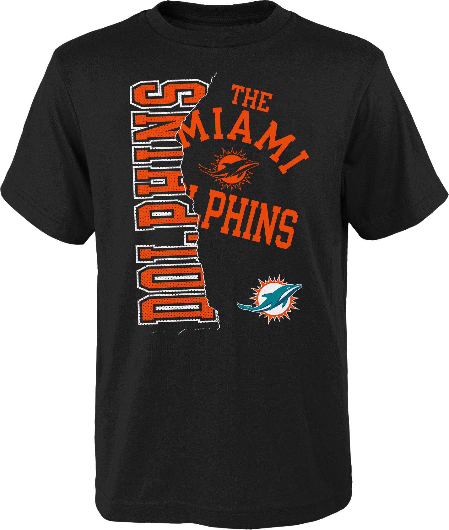 Nfl Team Apparel Youth Miami Dolphins Tear Up Black T-Shirt - Big Apple ...