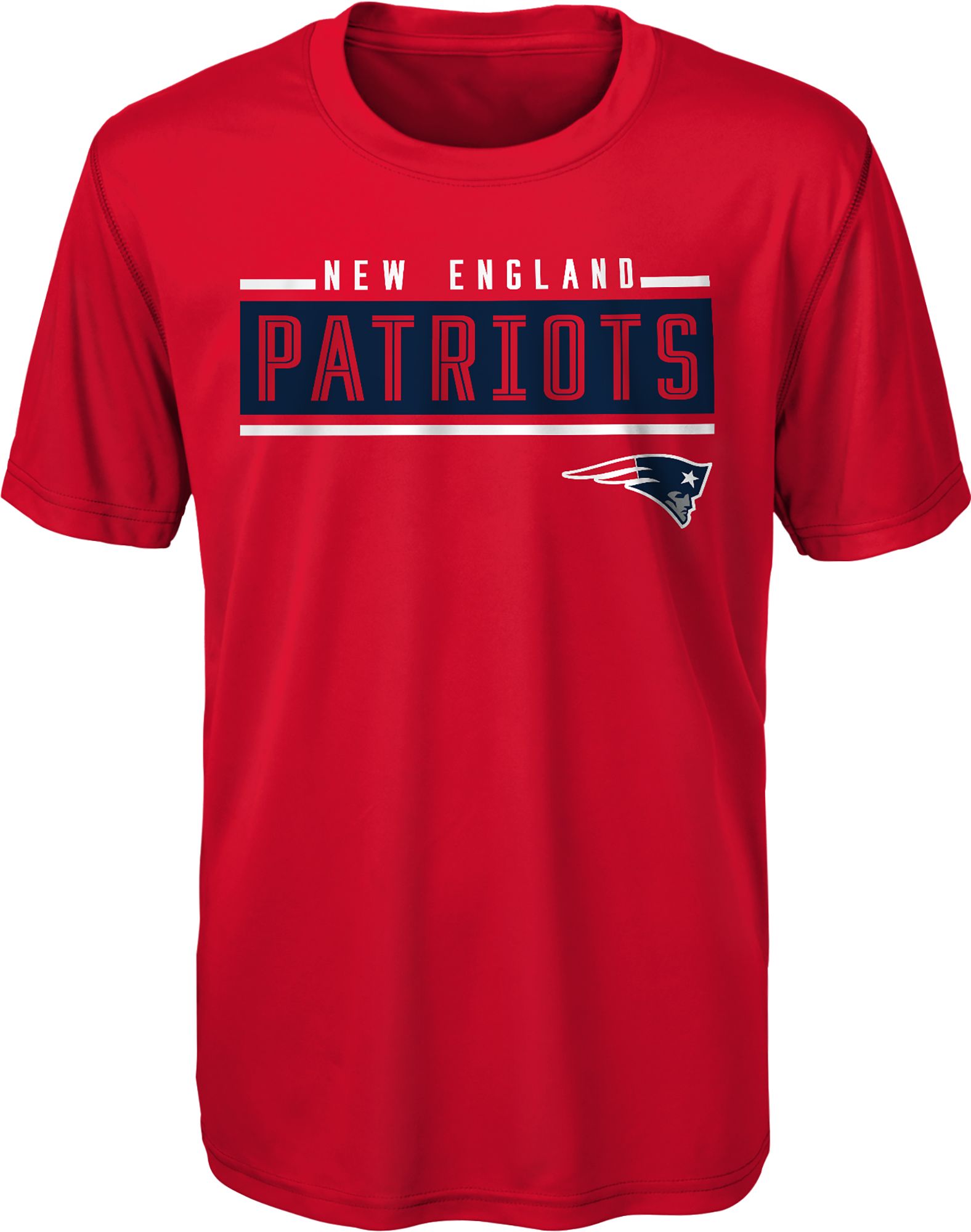 Nfl Team Apparel Youth New England Patriots Amped Up Red T-Shirt ...