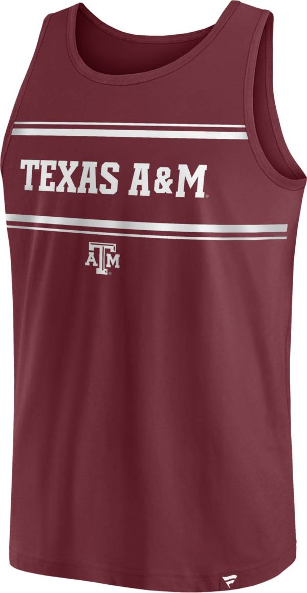 Ncaa Mens Texas Aandm Aggies Maroon Stripe Block Tank Top Dicks
