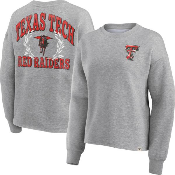 NCAA Women's Texas Tech Red Raiders Grey Heritage Crew Neck Sweatshirt ...