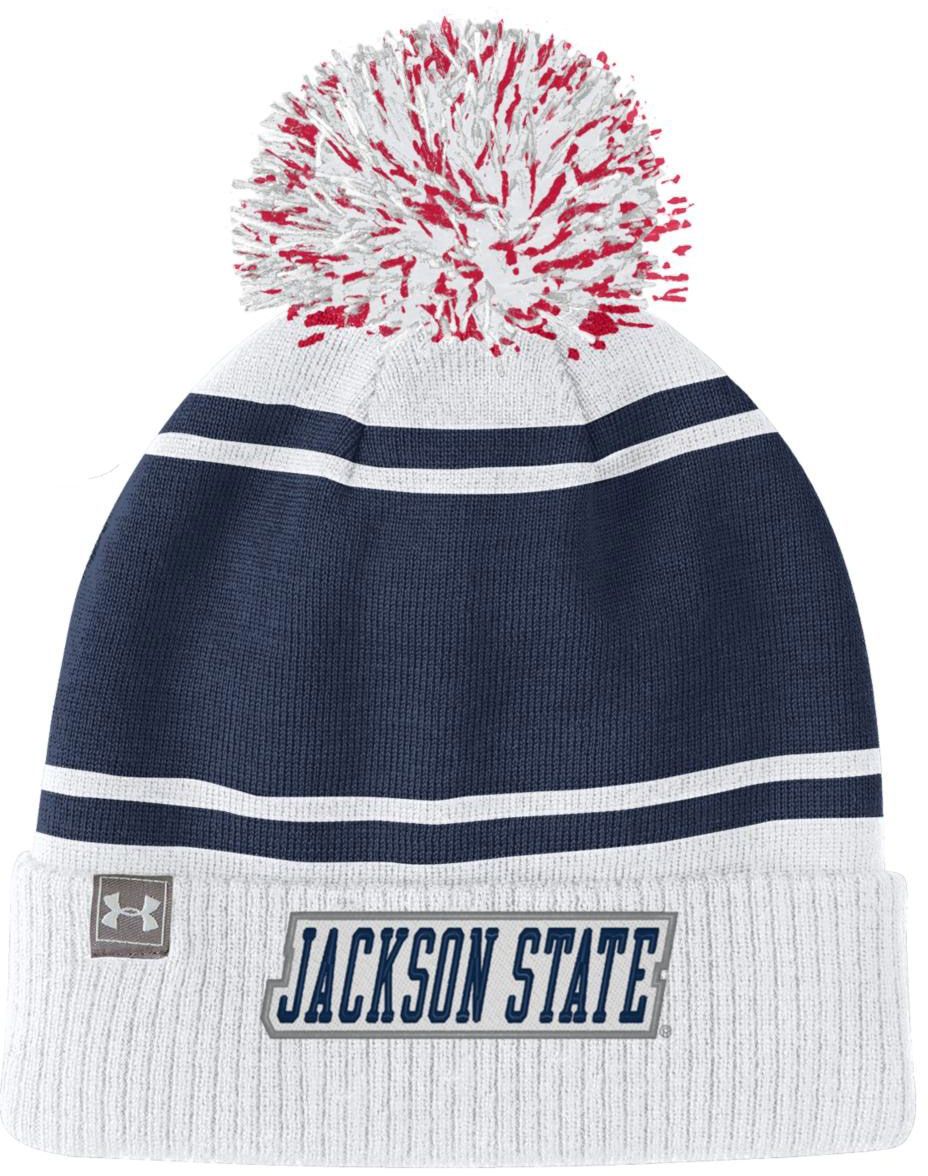 Under Armour Men's Jackson State Tigers White Pom Knit Beanie ...