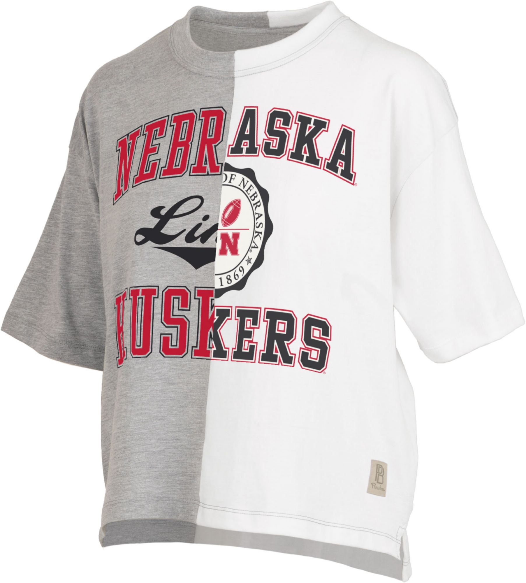 Pressbox Women's Nebraska Cornhuskers Grey & White Half And Half T ...