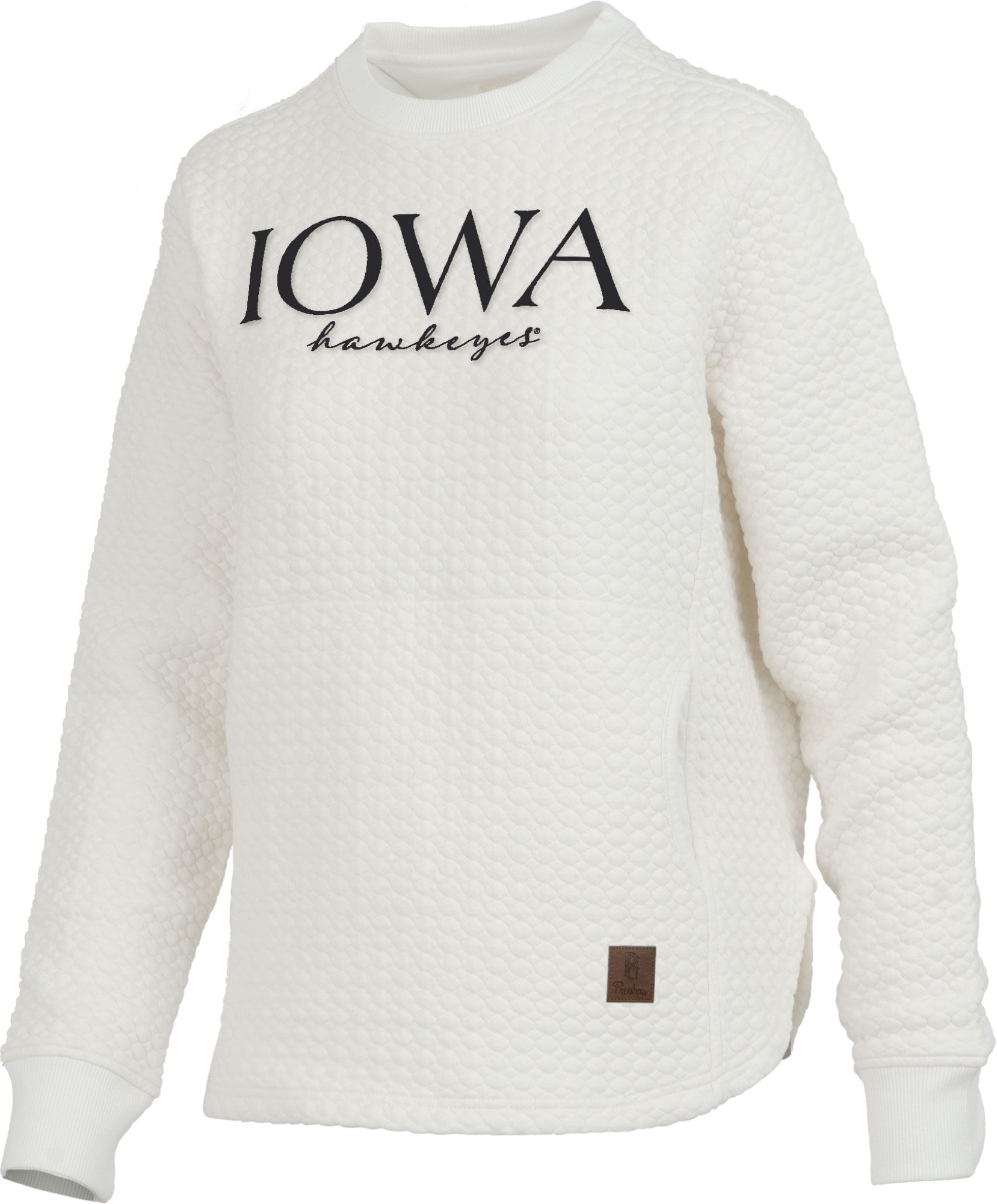 Pressbox Women's Iowa Hawkeyes Ivory Bubble Knit Crew Pullover ...