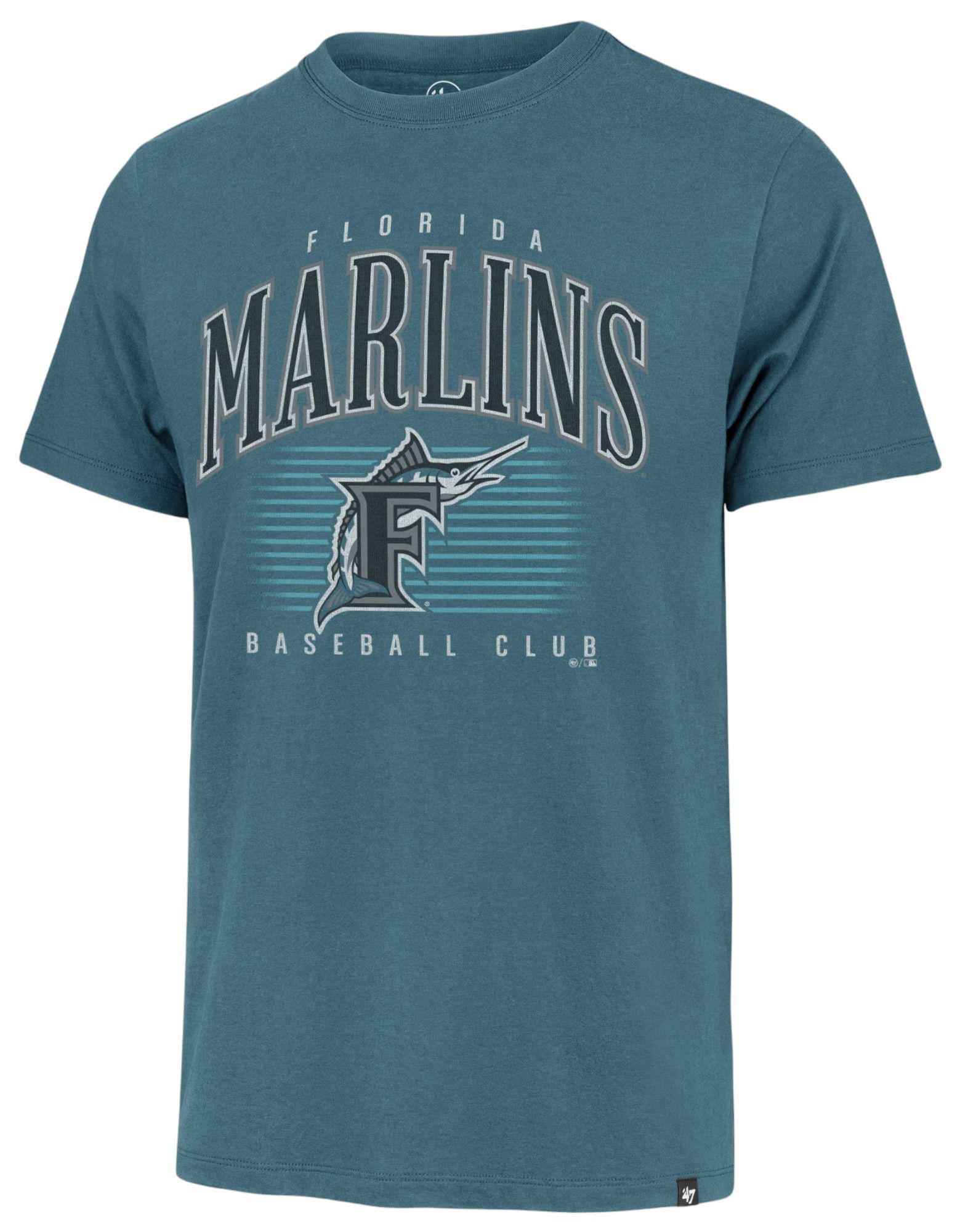 '47 Men's Miami Marlins Teal Double Header Cooperstown Franklin T-Shirt ...