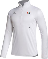 adidas Men's Miami Hurricanes White Stadium Knit 1/4 Zip Shirt | Dick's ...
