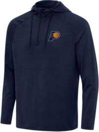 Antigua Men's Indiana Pacers Navy Spikes Quarter-Zip Hooded Pullover ...