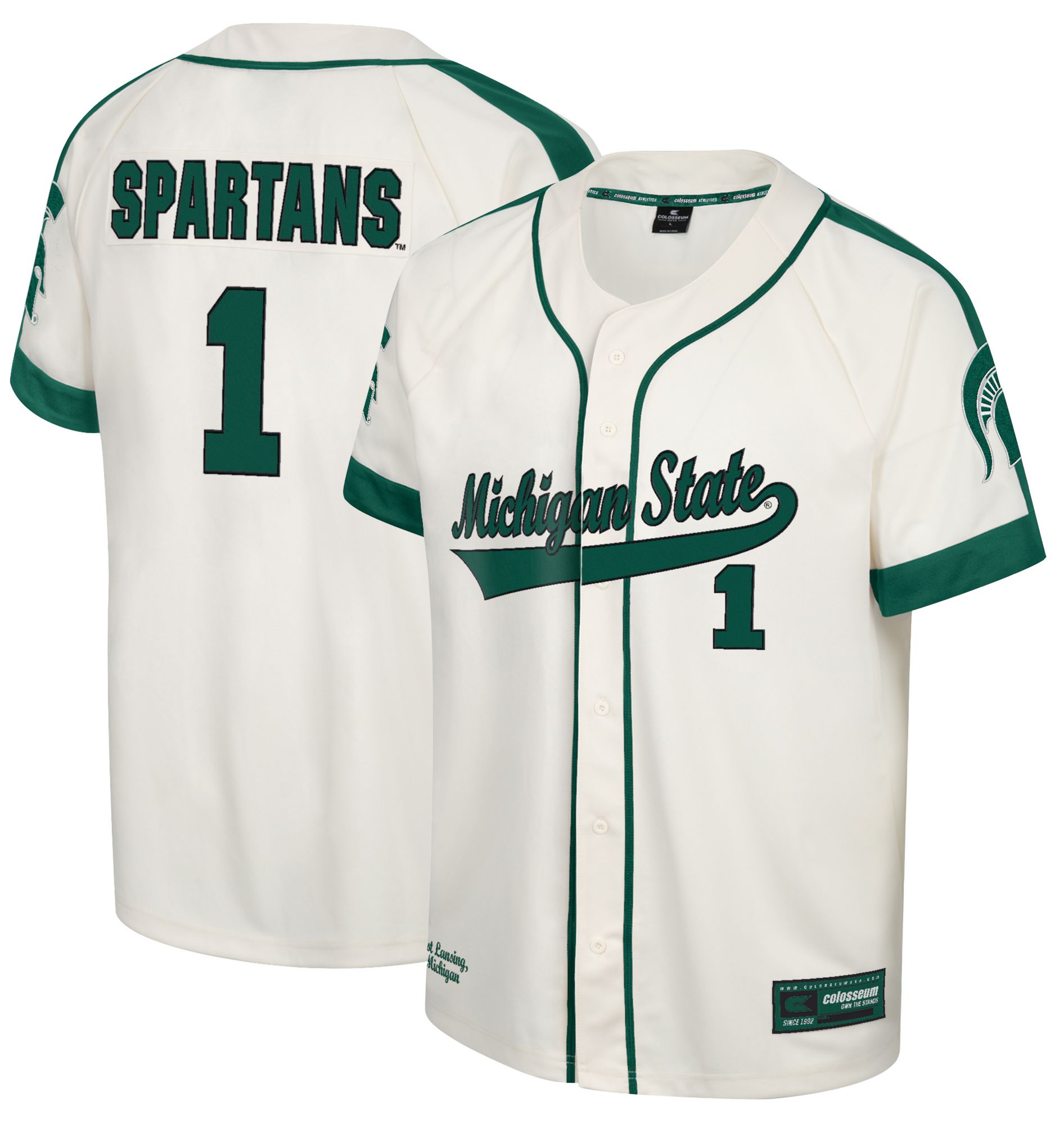 Colosseum Men's Michigan State Spartans Cream Ruth Replica Baseball ...
