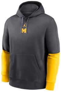 Jordan Men's Michigan Wolverines Grey Club Fleece Team Issue Sideline Player Pullover Hoodie ...