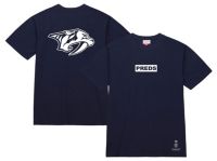 Mitchell & Ness Adult Nashville Predators Penalty Box 2.0 Navy T-Shirt ...