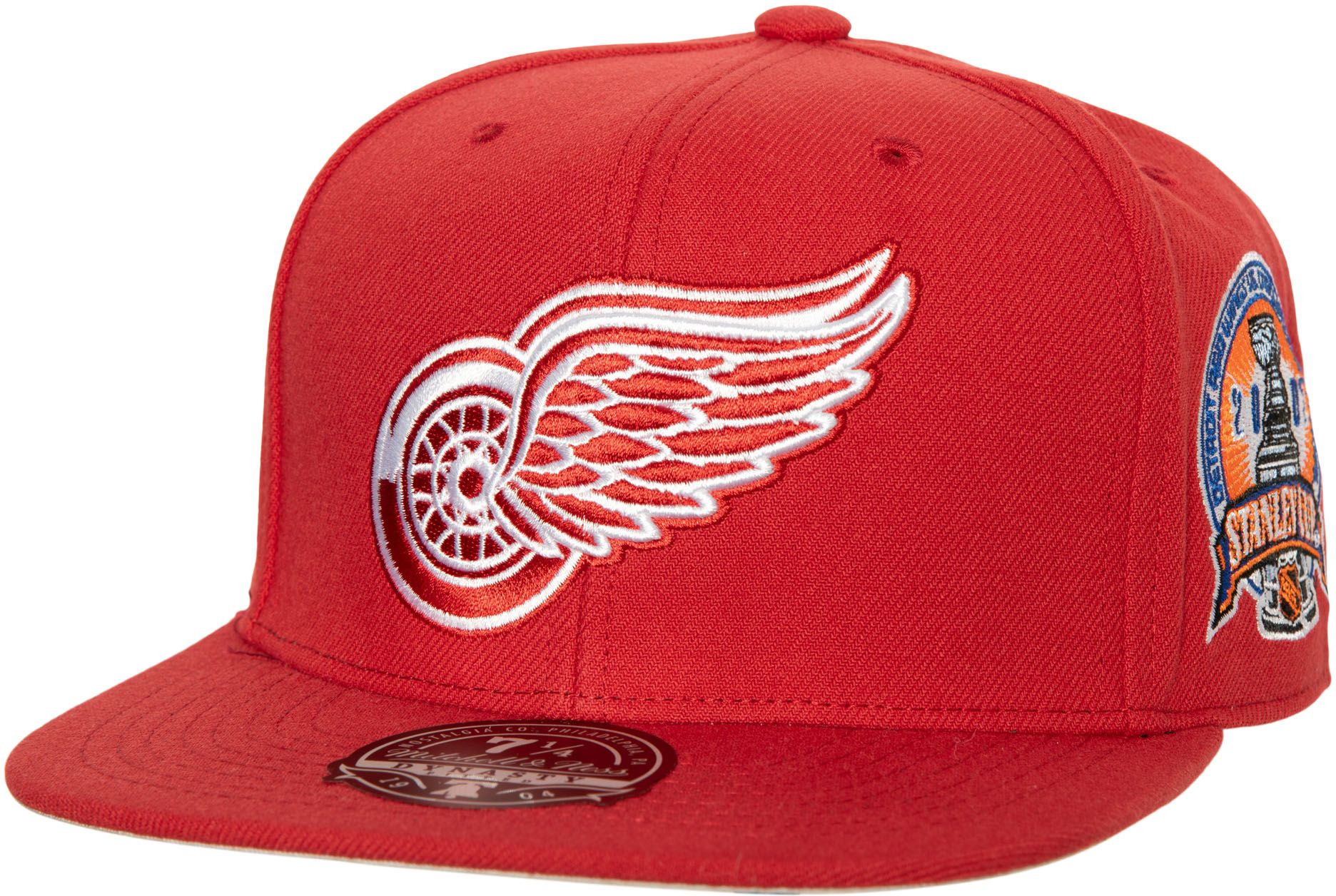 Mitchell & Ness Adult Detroit Red Wings Patch Red Fitted Hat - Big ...
