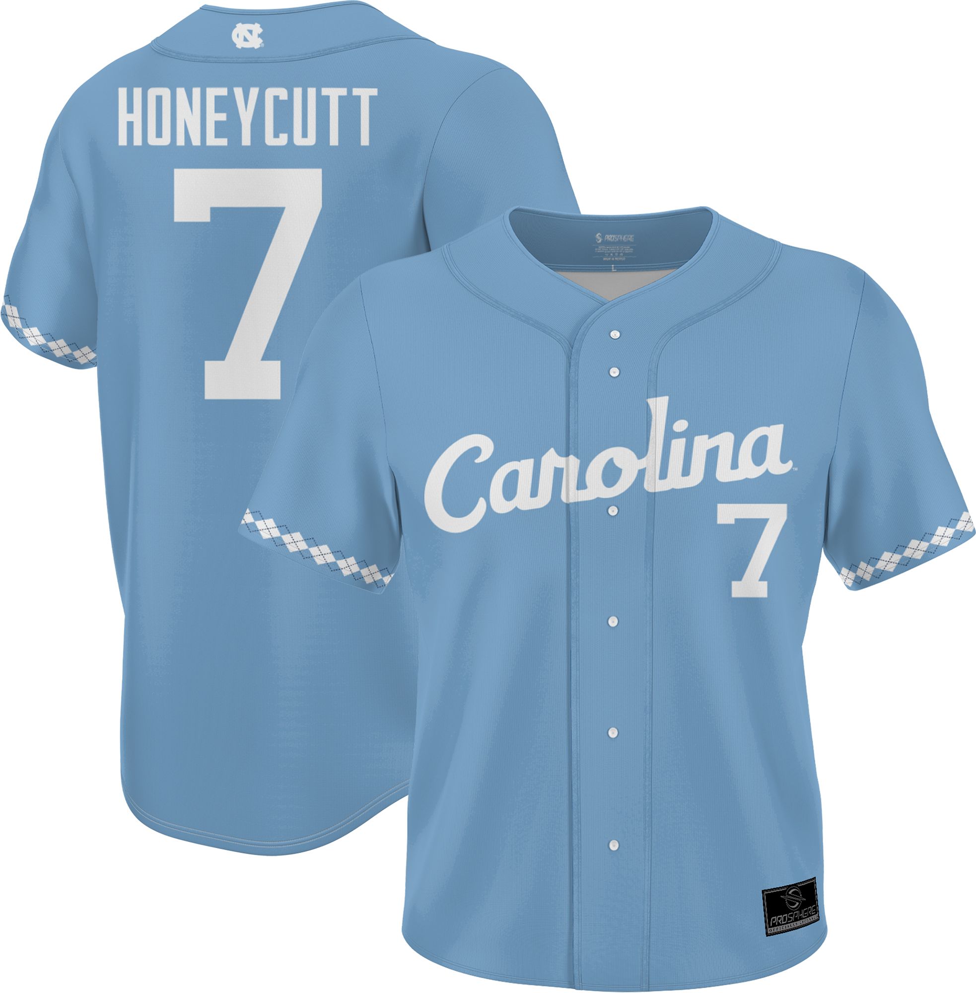Prosphere Youth North Carolina Tar Heels #7 Carolina Blue Vance Honeycutt Full Button Baseball ...
